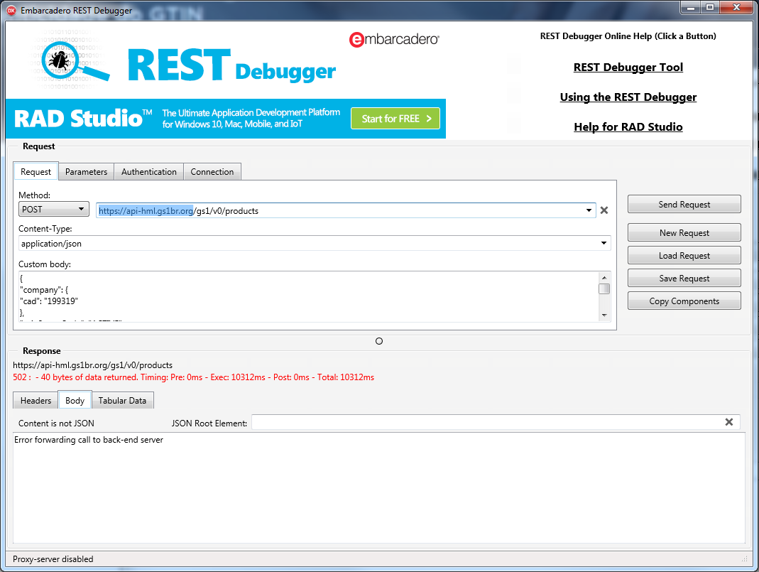 erro na api ao fazer cadastro de produto | GS1 Developers