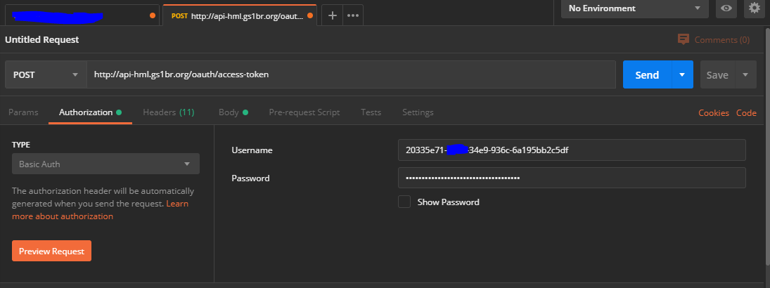 Não consigo gera o access-token | GS1 Developers