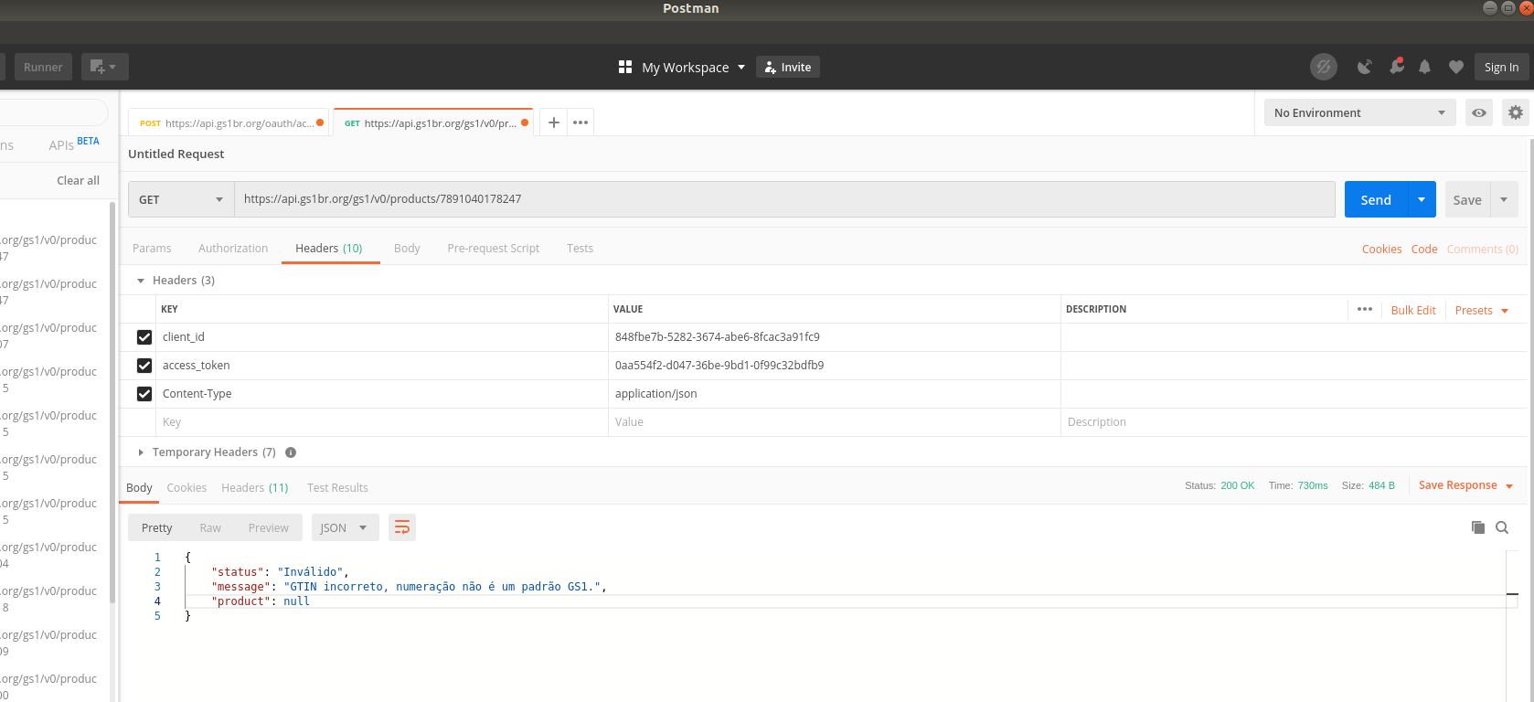 Erro ao consultar código | GS1 Developers