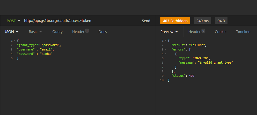 Erro consumir API | GS1 Developers