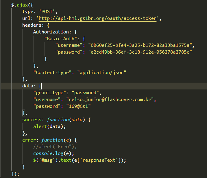 Erro Token Grant_Type ao tentar autenticar com a API | GS1 Developers